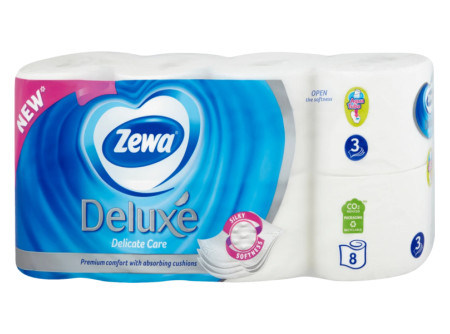 ZEWA Deluxe WC papír 3 rétegű 8 tekercs/csomag Delicate Care - ELASTIC KFT.
